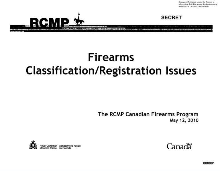 RCMP ‘SECRET’ FIREARMS CLASSIFICATION REPORT – Dennis R. Young Legacy ...